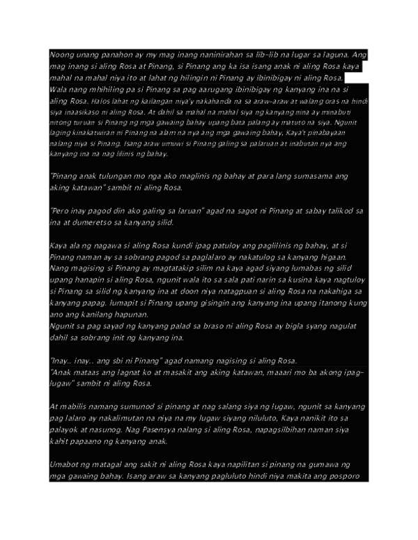 (DOC) Noong unang panahon ay my mag inang naninirahan sa lib