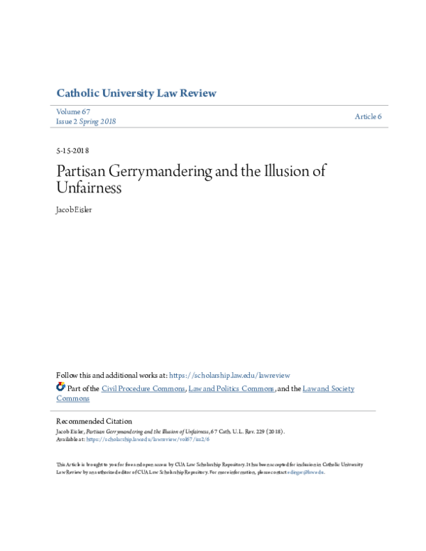 (PDF) Jacob Eisler - Partisan Gerrymandering and the Illusion of ...
