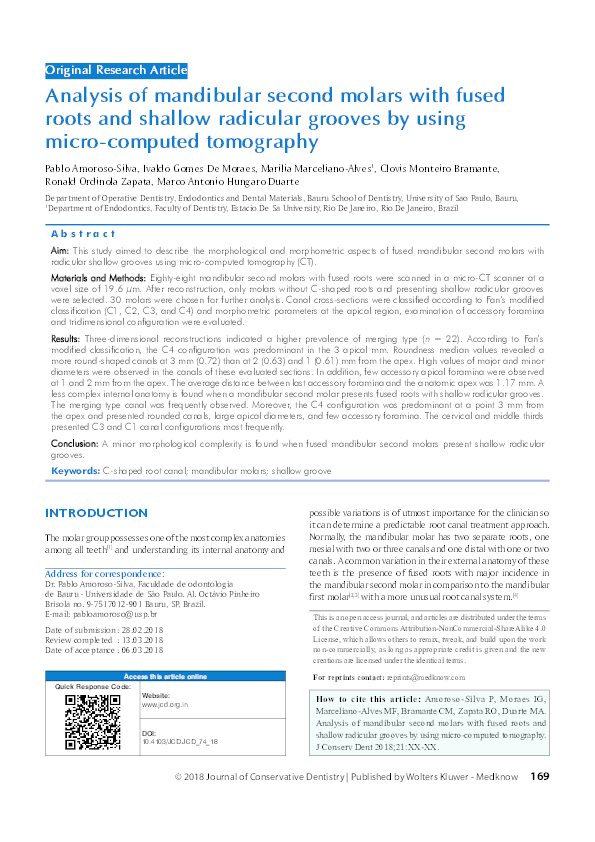 (PDF) Root and Root Canal Morphology in Maxillary Second Molar with ...