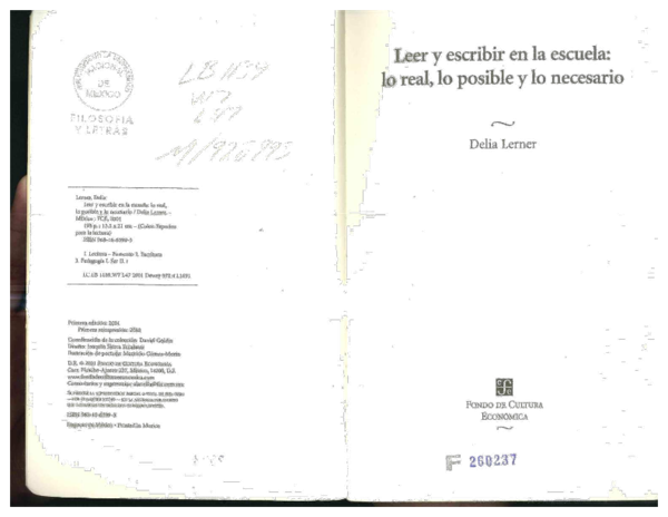 (PDF) Leer y escribir en la escuela. Lerner