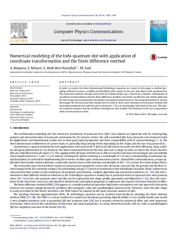 (PDF) Numerical modeling of the InAs quantum dot with application of coordinate transformation ...