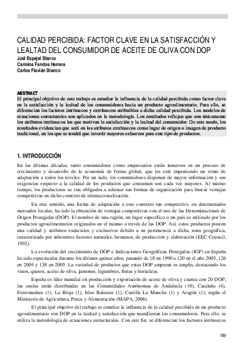 (PDF) Calidad percibida: factor clave en la satisfacción y lealtad del ...