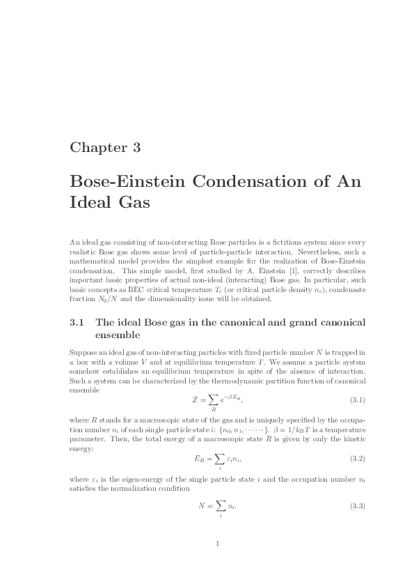 (PDF) Bose-Einstein Condensation of An Ideal Gas