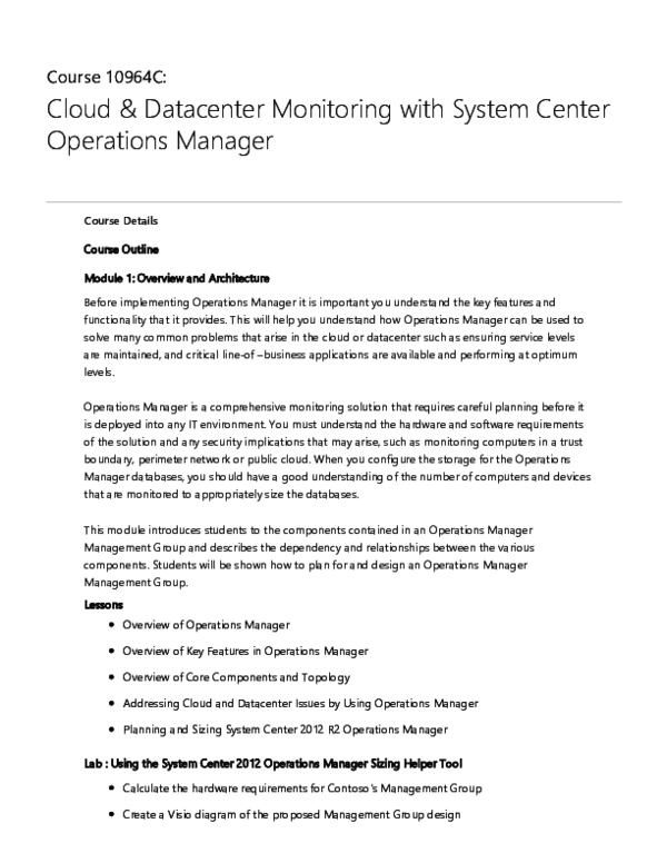 Pdf Cloud And Datacenter Monitoring With System Center Operations Manager