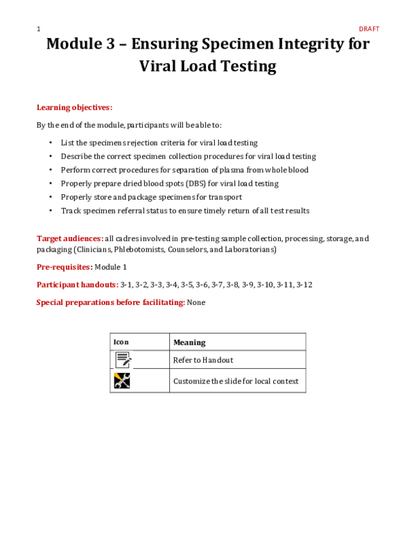 (PDF) Module 3 Ensuring Specimen Integrity for Viral Load Testing