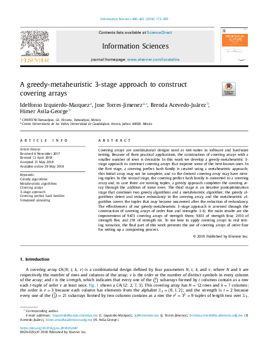 Pdf A Greedy Metaheuristic 3 Stage Approach To Construct Covering Arrays