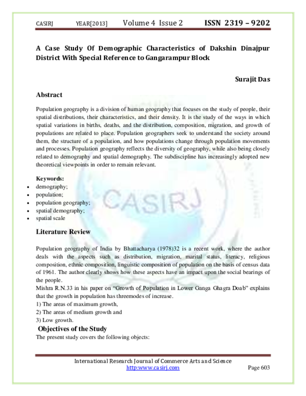 (PDF) A Case Study Of Demographic Characteristics of Dakshin Dinajpur ...