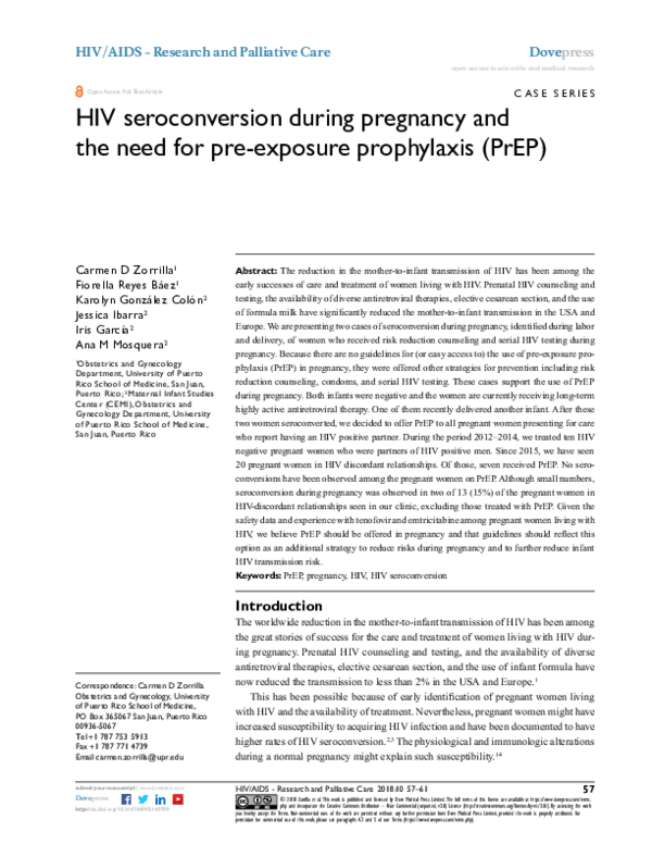 (PDF) HIV seroconversion during pregnancy and the need for prep