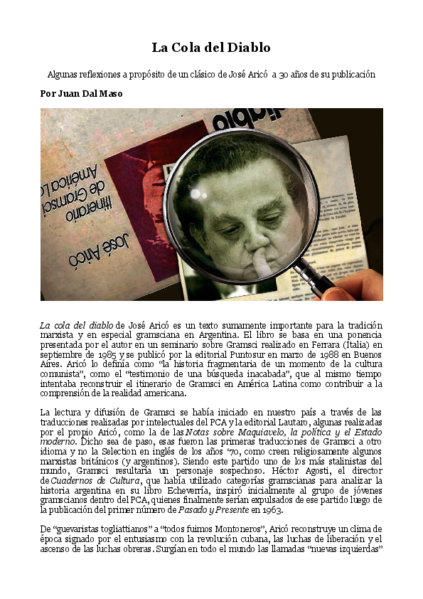 (PDF) La cola del diablo: sobre un clásico de José Aricó a 30 años de ...