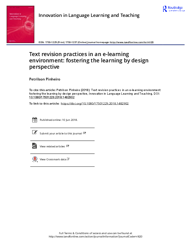 Pdf Innovation In Language Learning And Teaching Text Revision