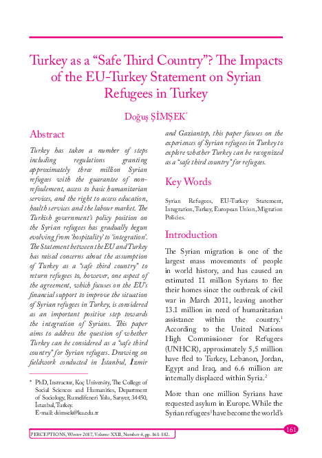 (PDF) The Impacts of the EU-Turkey Statement on Syrian Refugees in ...
