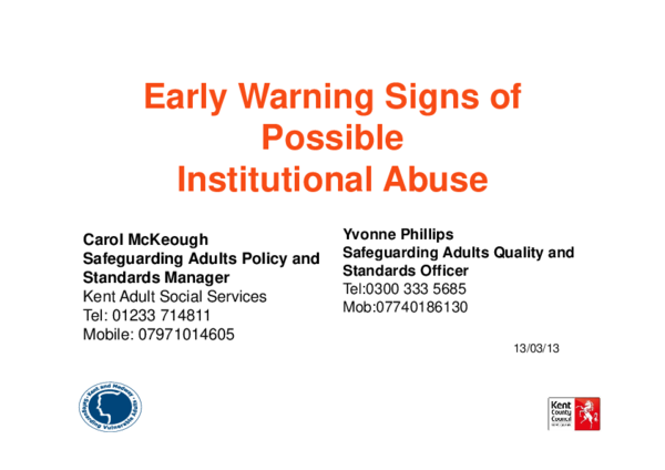 (PDF) Early Warning Signs of Possible Institutional Abuse