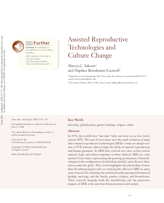 (PDF) Assisted Reproductive Technologies and Culture Change