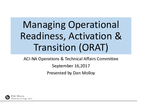 (PDF) Managing Operational Readiness, Activation & Transition (ORAT