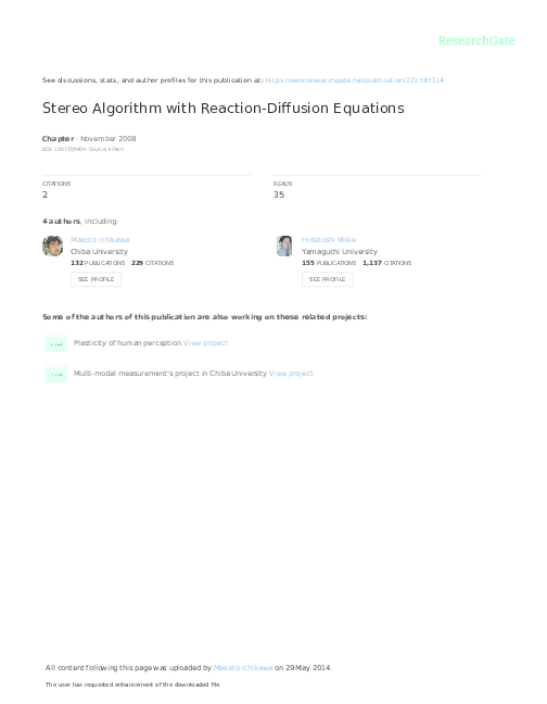 (PDF) Stereo Algorithm with Reaction-Diffusion Equations