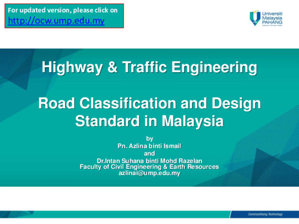 (PDF) Highway & Traffic Engineering Road Classification and Design ...