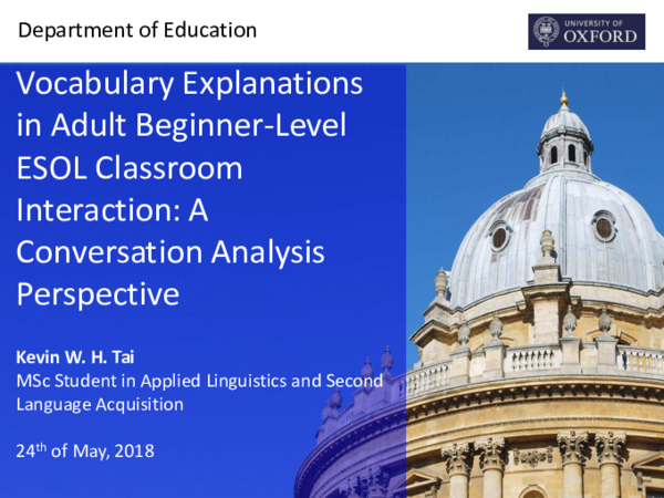 (PDF) Vocabulary Explanations in Adult Beginner-Level ESOL Classroom ...