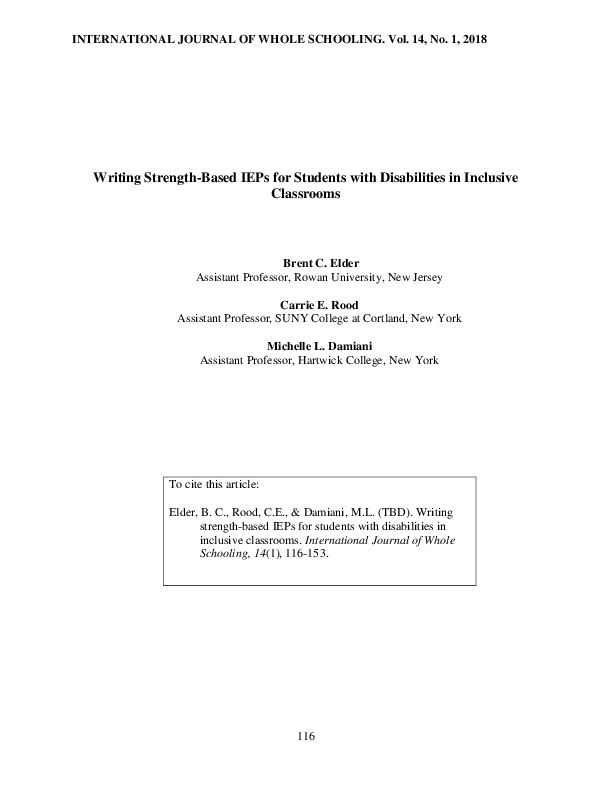 (PDF) Writing Strength-Based IEPs for Students with Disabilities in ...