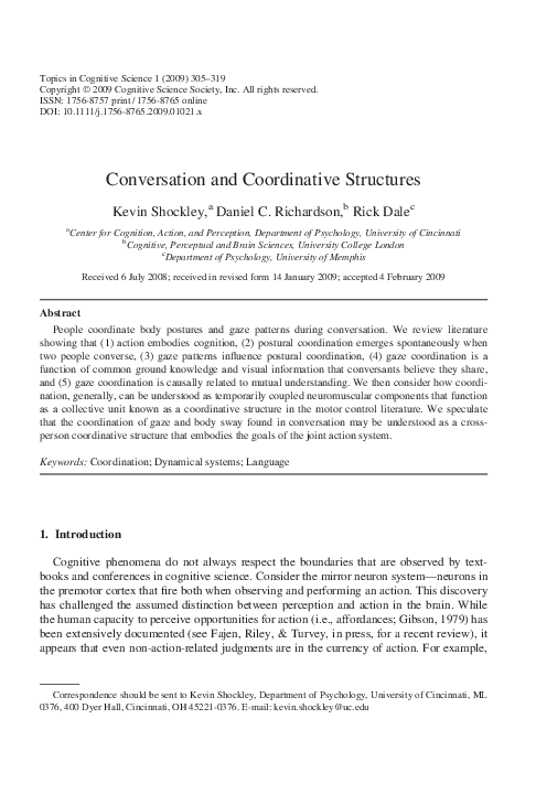 (PDF) Conversation and coordinative structures