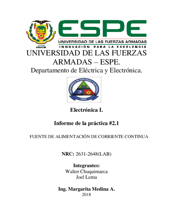 Doc Universidad De Las Fuerzas Armadas Espe Informe De La Práctica
