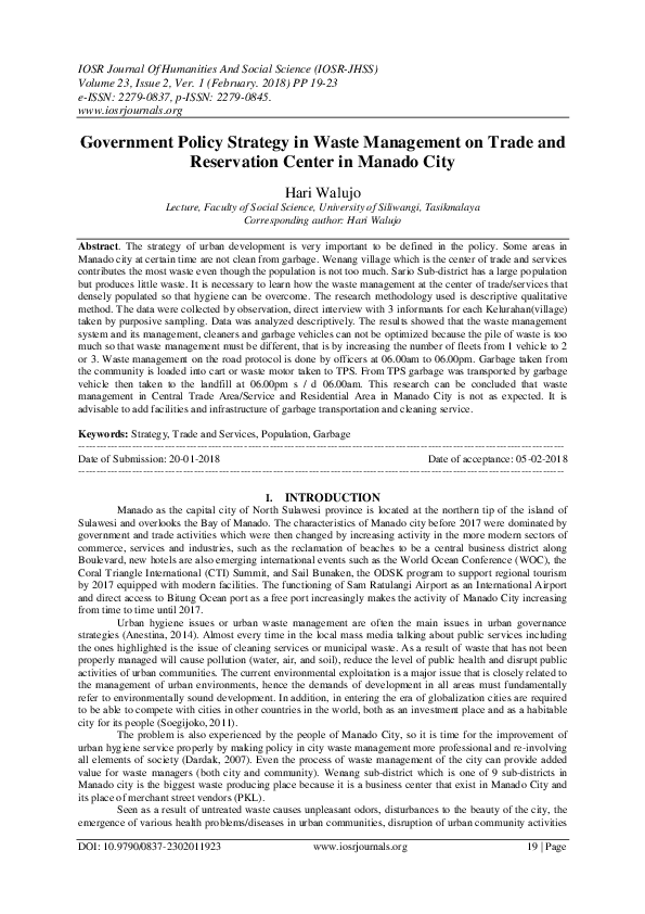 (PDF) Government Policy Strategy in Waste Management on Trade and ...