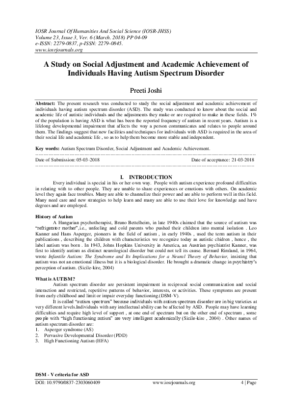 (PDF) A Study on Social Adjustment and Academic Achievement of ...