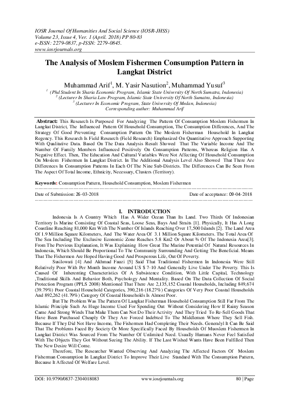 (PDF) The Analysis of Moslem Fishermen Consumption Pattern in Langkat ...