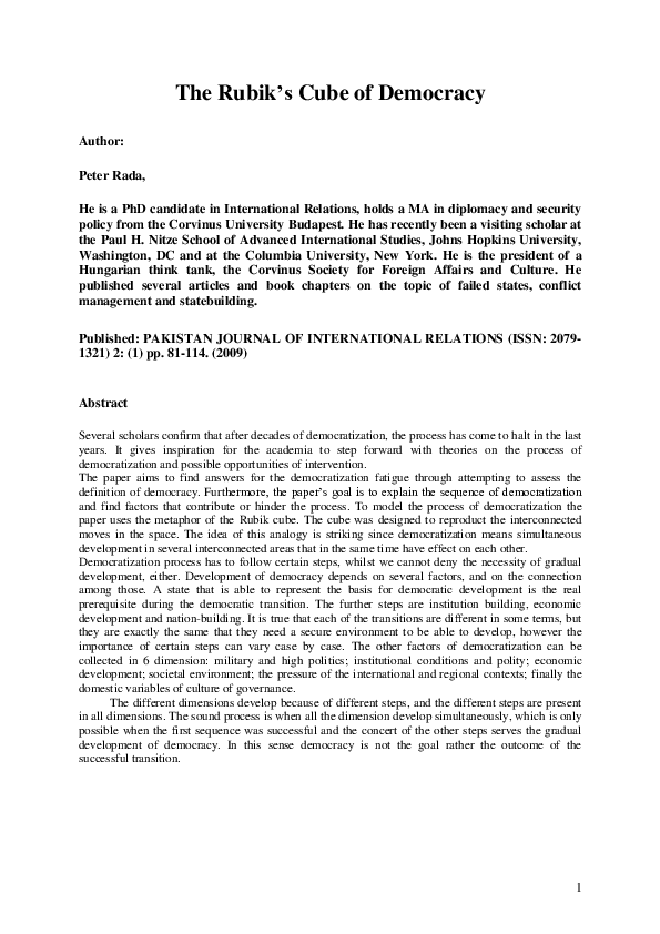 (PDF) The Rubik's Cube of Democracy