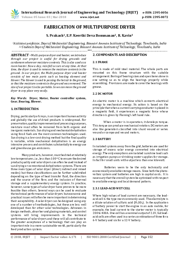 (PDF) FABRICATION OF MULTIPURPOSE DRYER