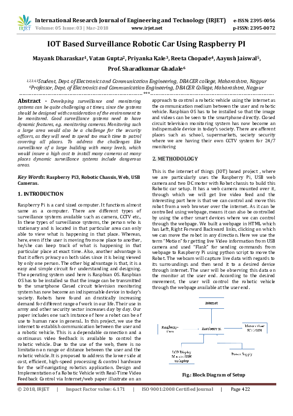 (PDF) IOT Based Surveillance Robotic Car Using Raspberry PI