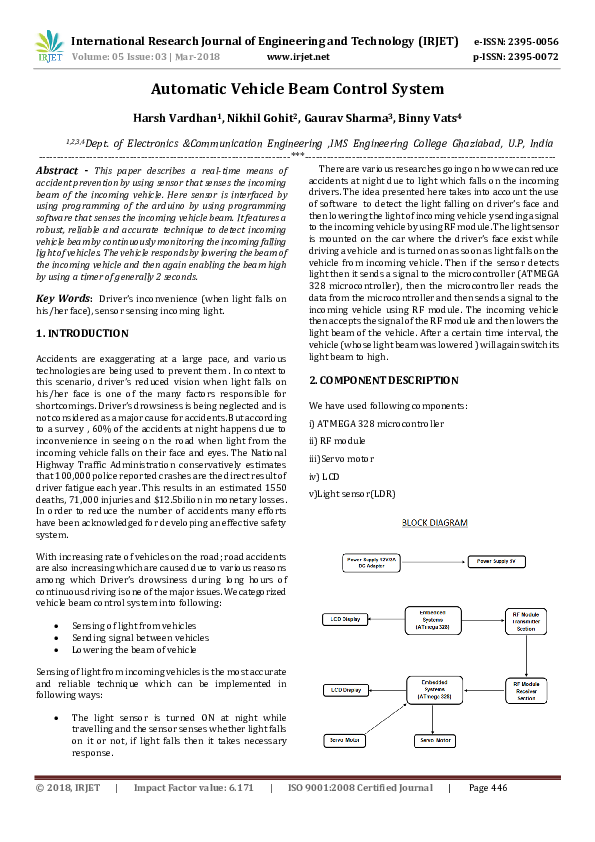(PDF) Automatic Vehicle Beam Control System
