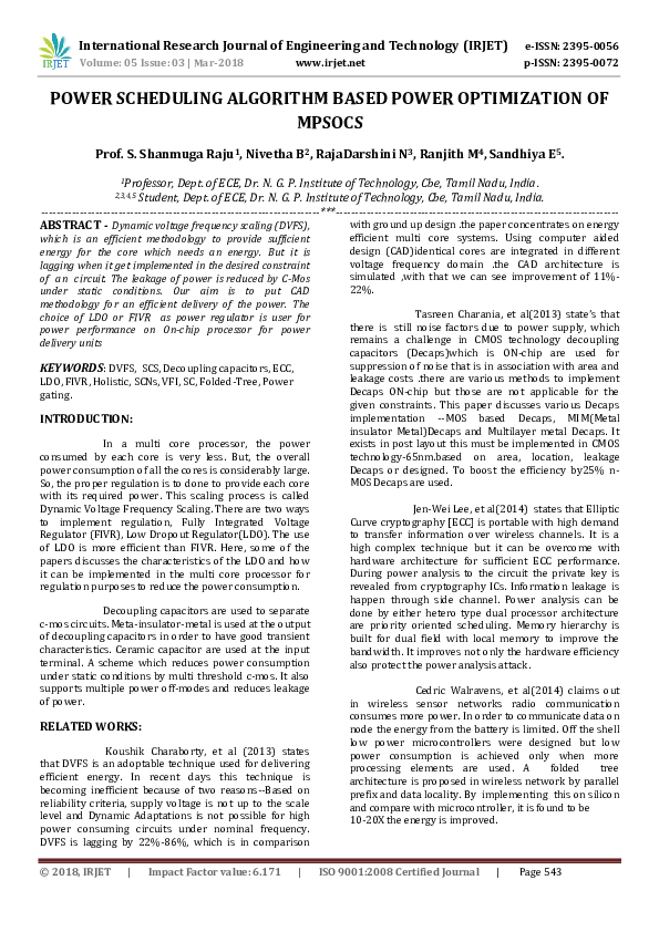 (PDF) POWER SCHEDULING ALGORITHM BASED POWER OPTIMIZATION OF MPSOCS | IRJET Journal - Academia.edu