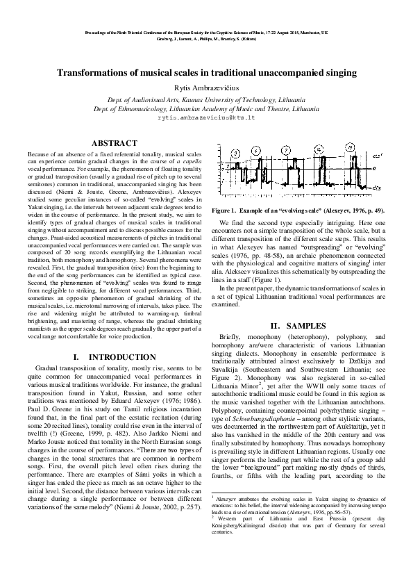(PDF) Transformations of musical scales in traditional unaccompanied ...