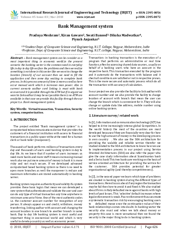 (PDF) Bank Management system