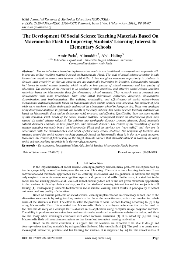 (PDF) The Development Of Social Science Teaching Materials Based On Macromedia Flash In ...