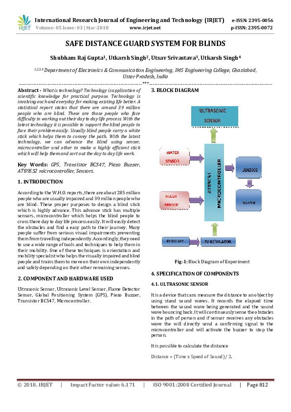 (PDF) SAFE DISTANCE GUARD SYSTEM FOR BLINDS