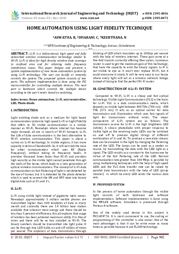 (PDF) HOME AUTOMATION USING LIGHT FIDELITY TECHNIQUE