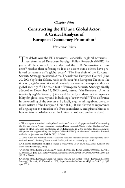 (PDF) Constructing the EU as a Global Actor: A Critical Analysis of ...