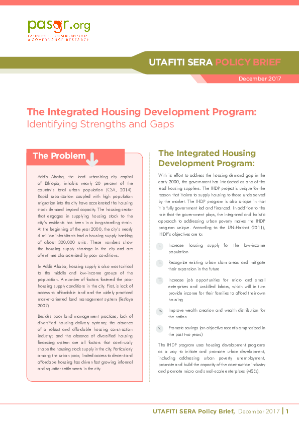 (PDF) The Integrated Housing Development Program: Identifying Strengths ...