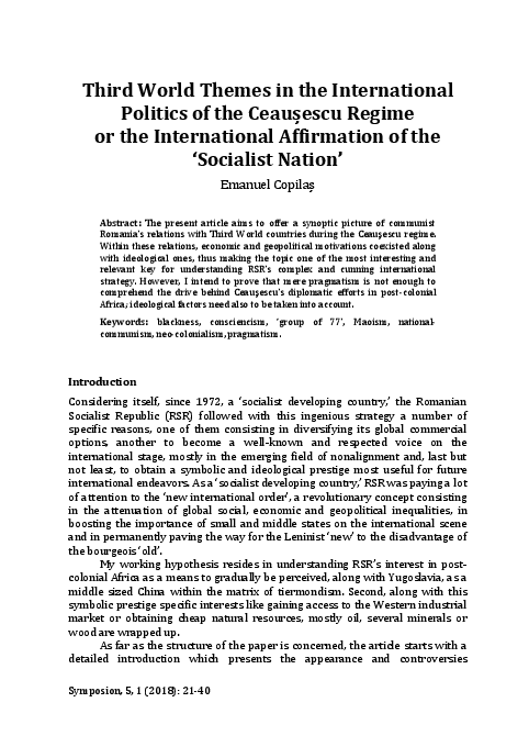 (PDF) Third World Themes in the International Politics of the Ceaușescu ...