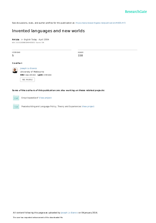 (PDF) Invented languages and new worlds Encyclopaedia of View project ...