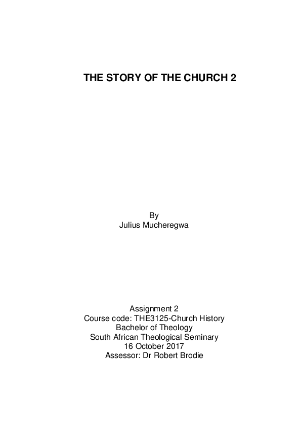 (DOC) Church History Assignment 2.docx