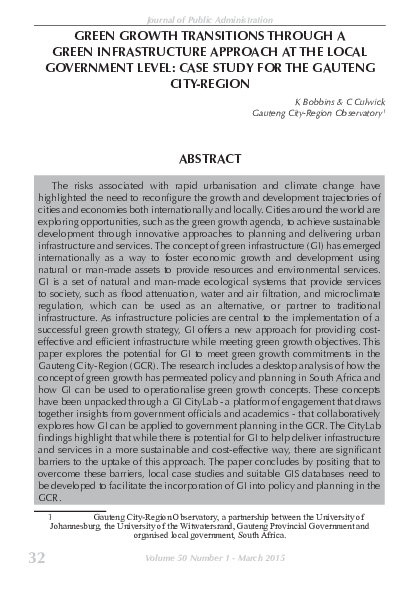 (PDF) Green growth transitions through a green infrastructure approach ...