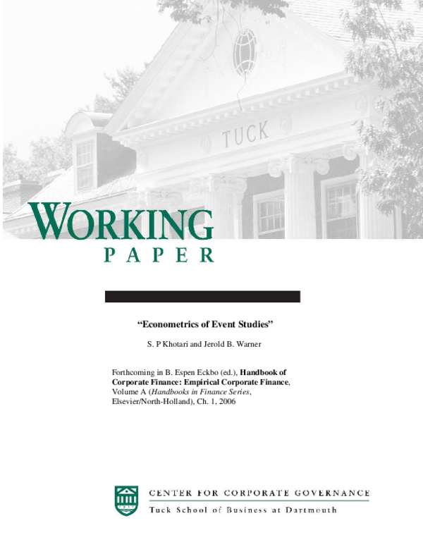 (PDF) " Econometrics of Event Studies