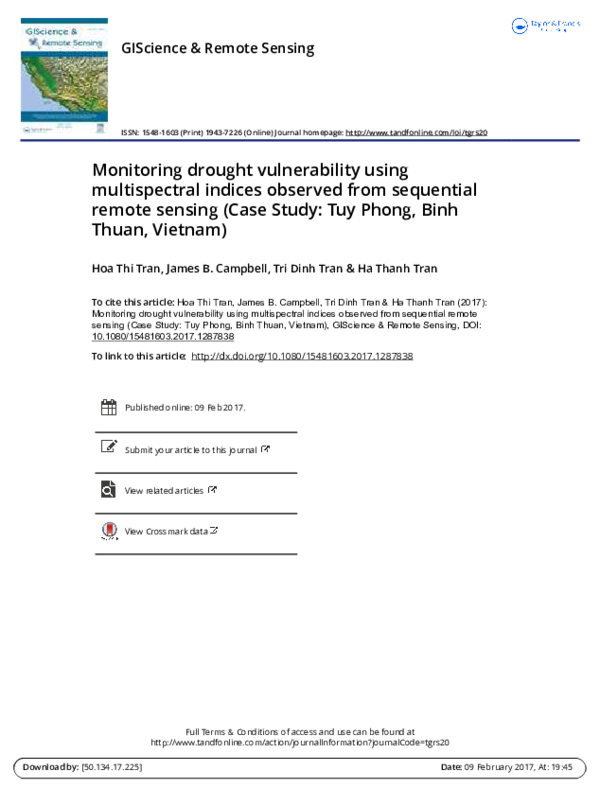 (PDF) Monitoring drought vulnerability using multispectral indices observed from sequential ...