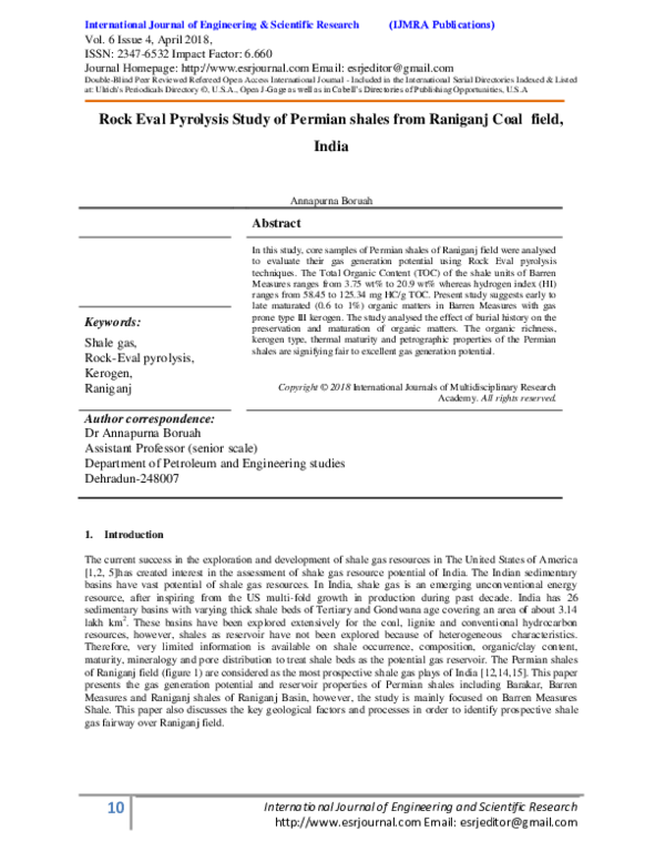 (PDF) Rock eval Pyrolysis