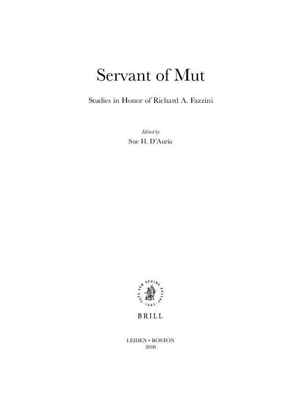 (PDF) Servant of Mut Studies in Honor of Richard A. Fazzini