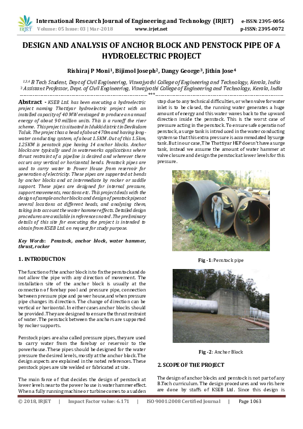 (PDF) DESIGN AND ANALYSIS OF ANCHOR BLOCK AND PENSTOCK PIPE OF A ...
