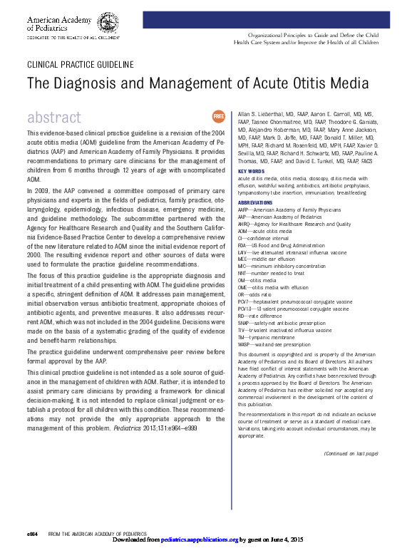 (PDF) The Diagnosis and Management of Acute Otitis Media