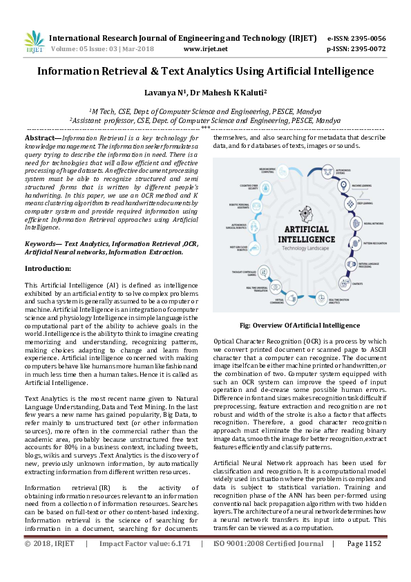 (PDF) Information Retrieval & Text Analytics Using Artificial Intelligence